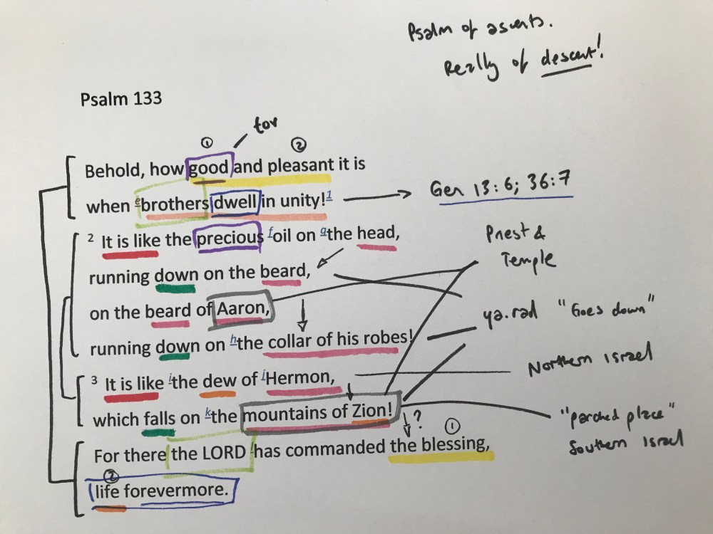 Praises go up; blessings come down. Musings on Psalm 133. – Liam Thatcher